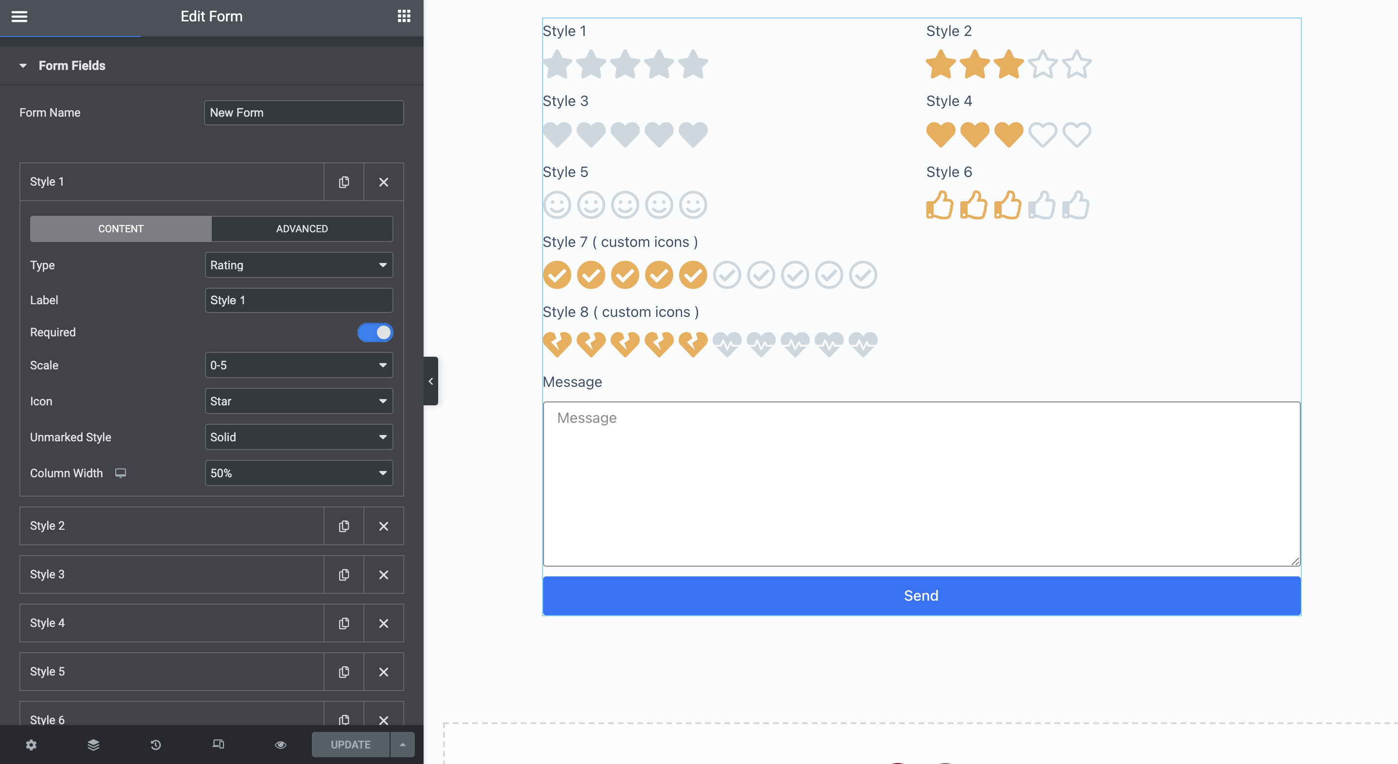 Rating Field for Elementor Form by FlexyAddons | CodeCanyon